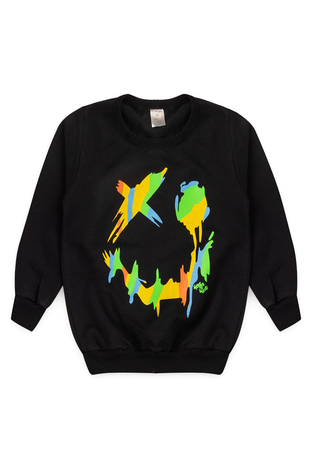 Conjunto Moletom Peluciado Infantil Masculino Emoji - Preto