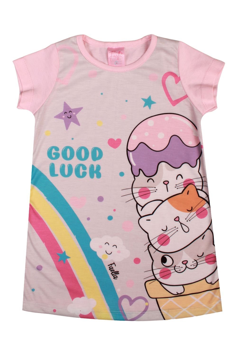 Vestido Infantil Verão Feminino Good Luck - Rosa